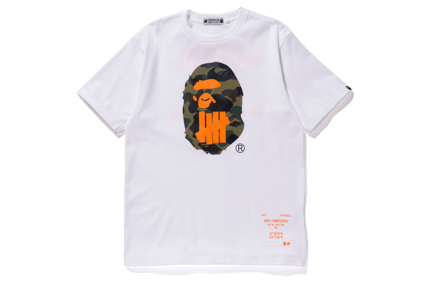 A Bathing Ape X Undefeated Sport Is War Ape Head Tee Shirt - White 