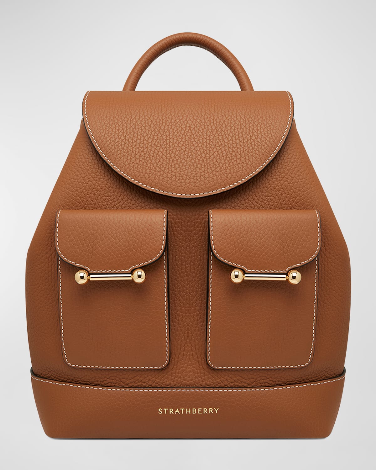Strathberry Osette Flap Backpack in Tan Grained Leather Strathberry Osette Flap Calf Leather Backpack - Tan  main image 2