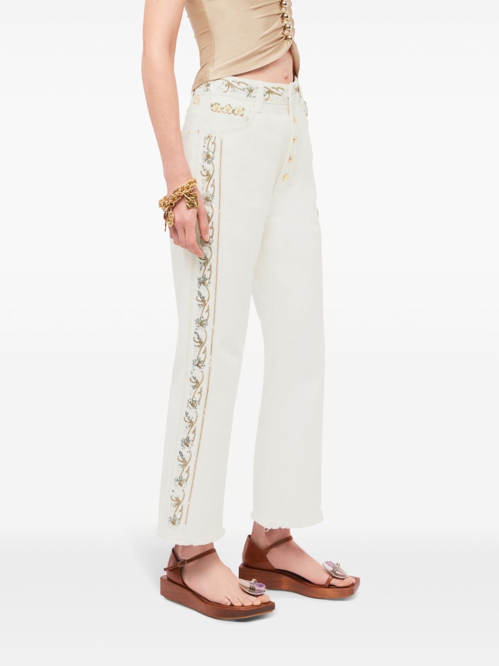 PACO RABANNE Rabanne Embroidered Cropped Jeans