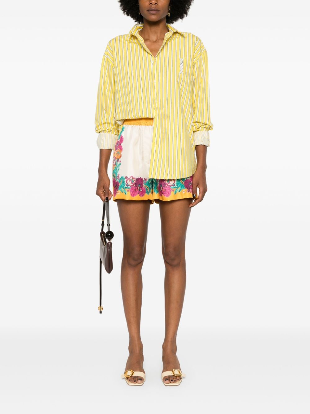 LA DOUBLEJ La DoubleJ Floral-Print Silk Shorts