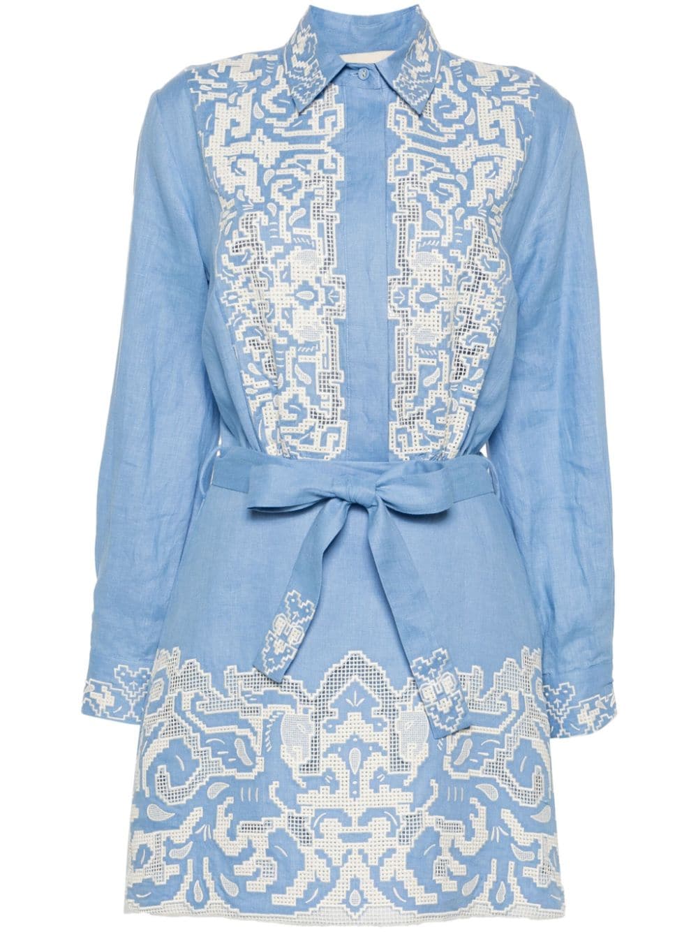 ALEMAIS ALEMAIS Arion Embroidered Linen Mini Dress