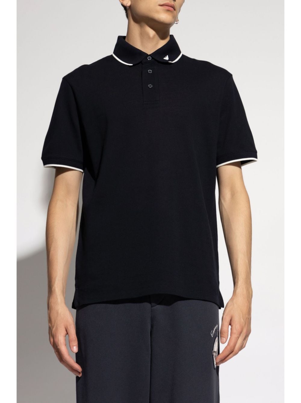 EMPORIO ARMANI logo embroidered polo shirt