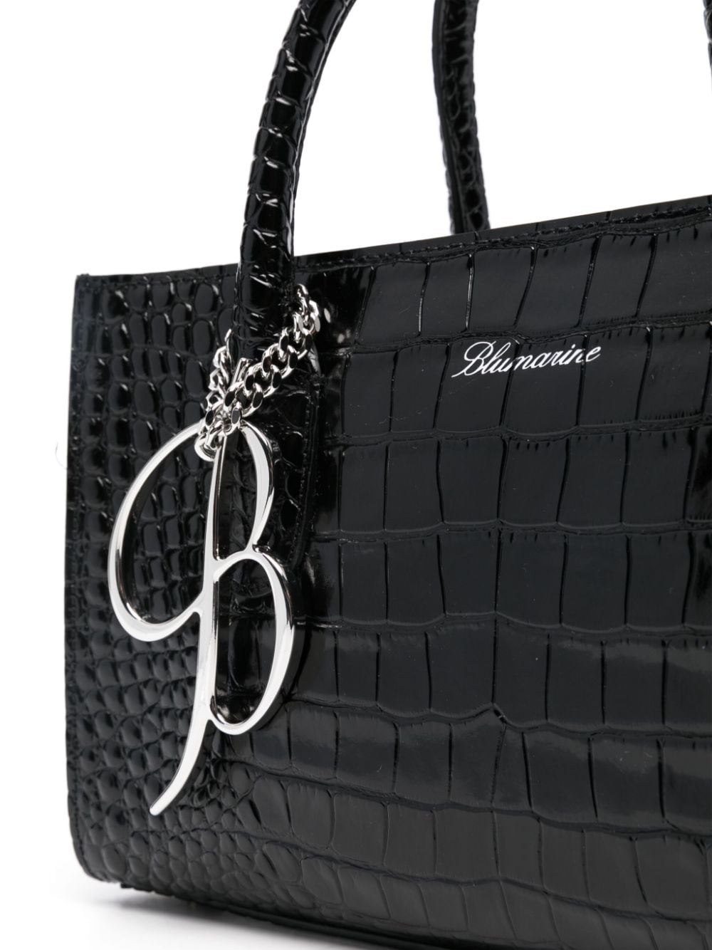 Blumarine Embossed Leather Tote Bag - Black | Editorialist display picture 2