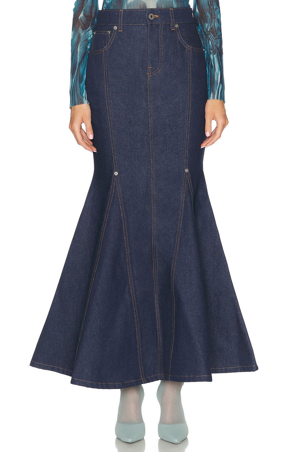 Jean Paul Gaultier Mermaid Denim Skirt Indigo 64% Off