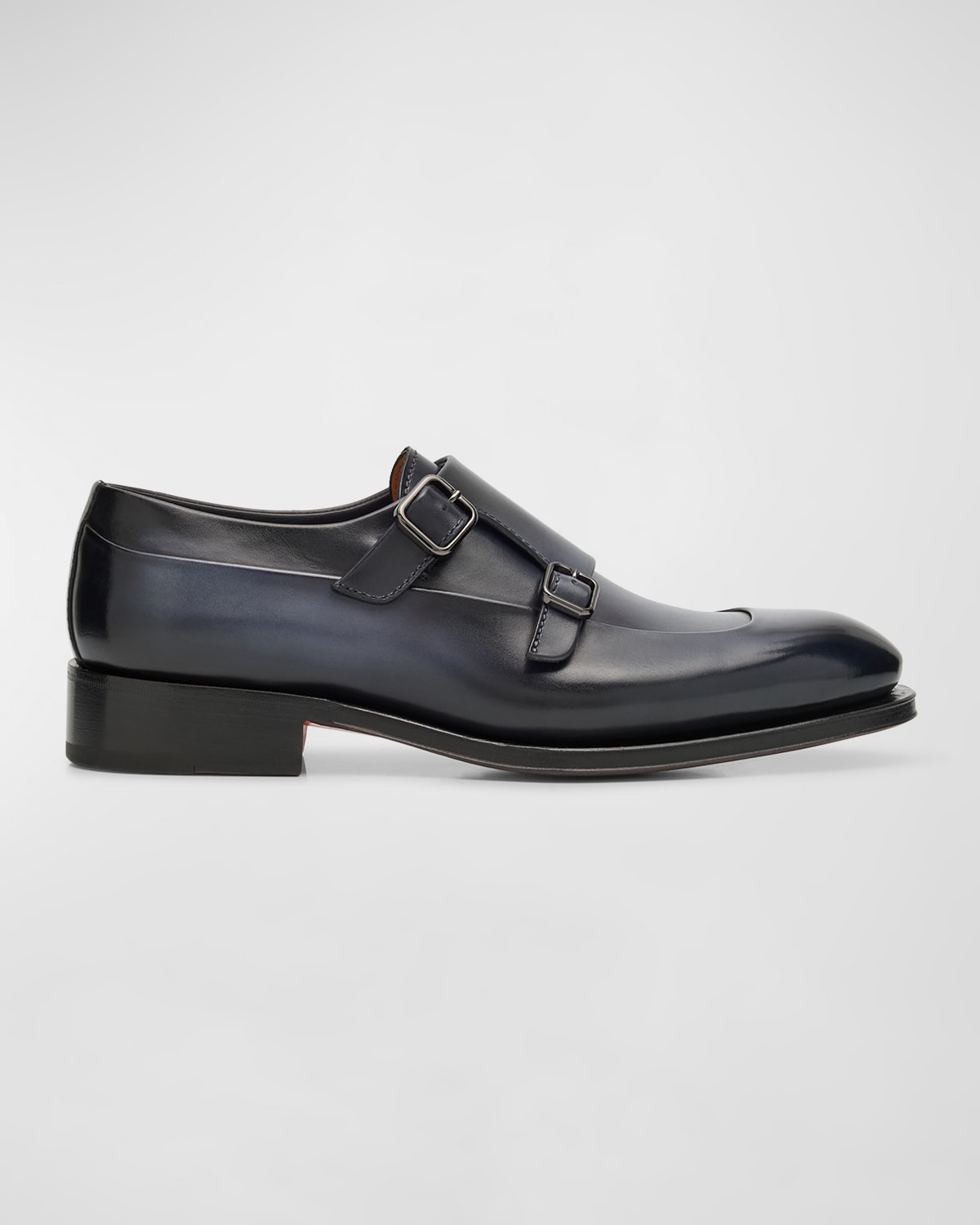 Santoni Eros Double-Monk Strap Loafers - Blue | Editorialist display picture 1