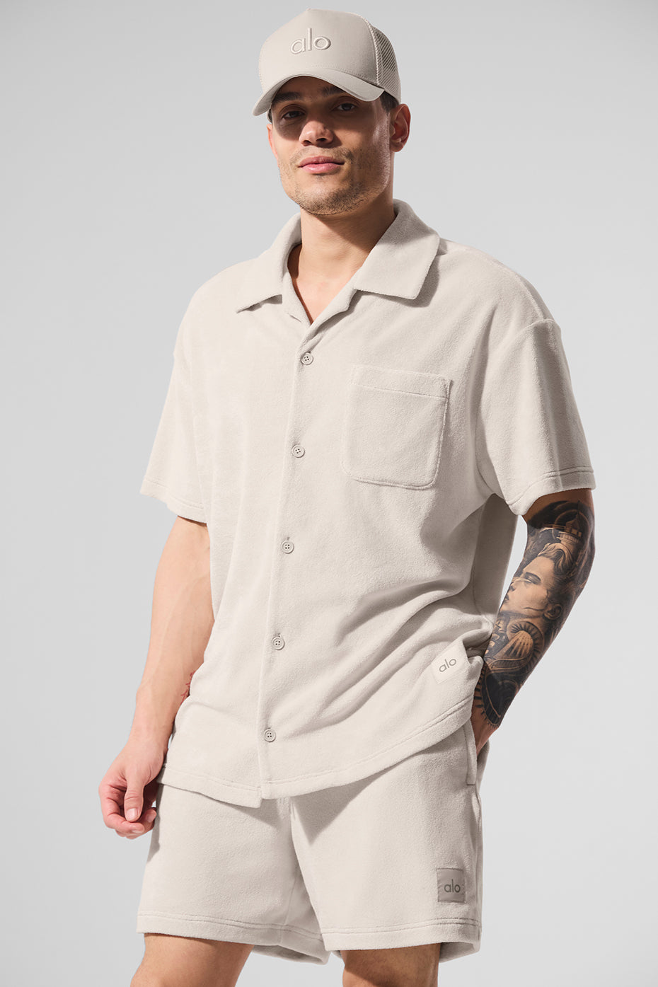 Alo Yoga Coastal Terry Button Up Top In Black - 20% Off | Editorialist