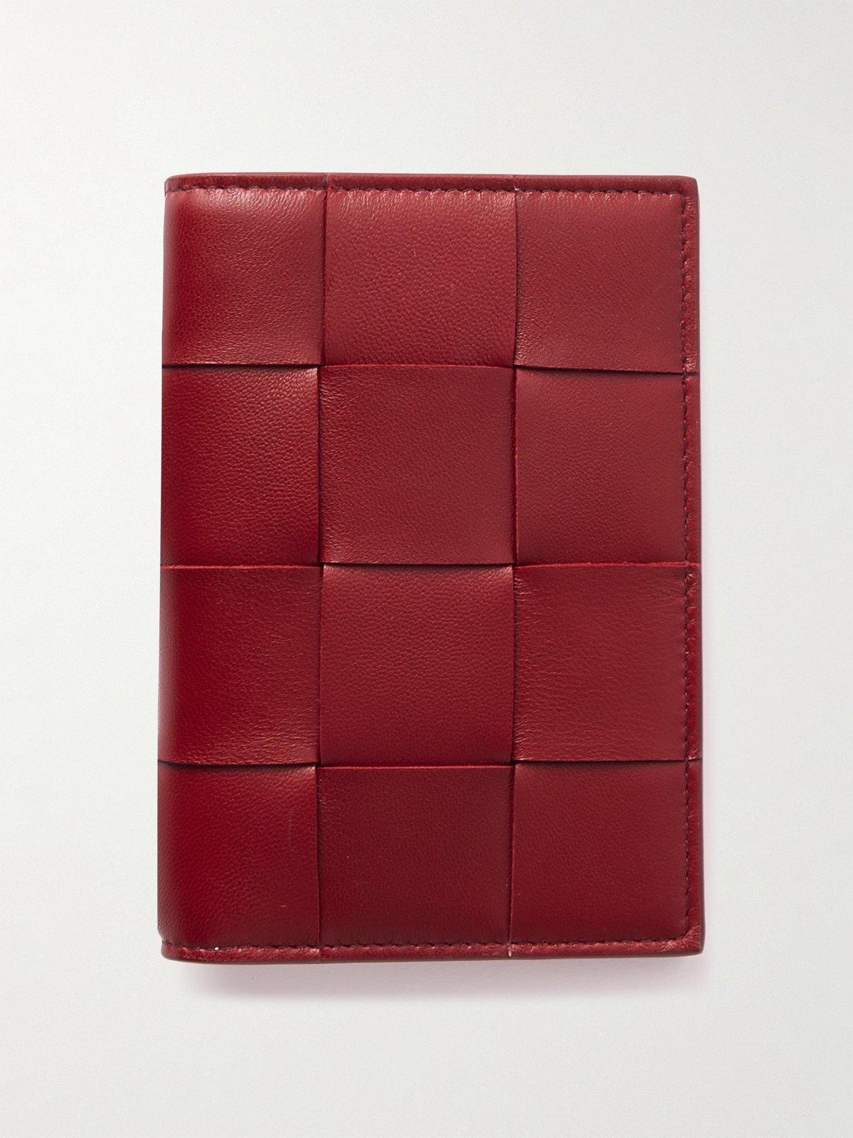 Bottega Veneta Cassette Intrecciato Leather Passport Holder - Red