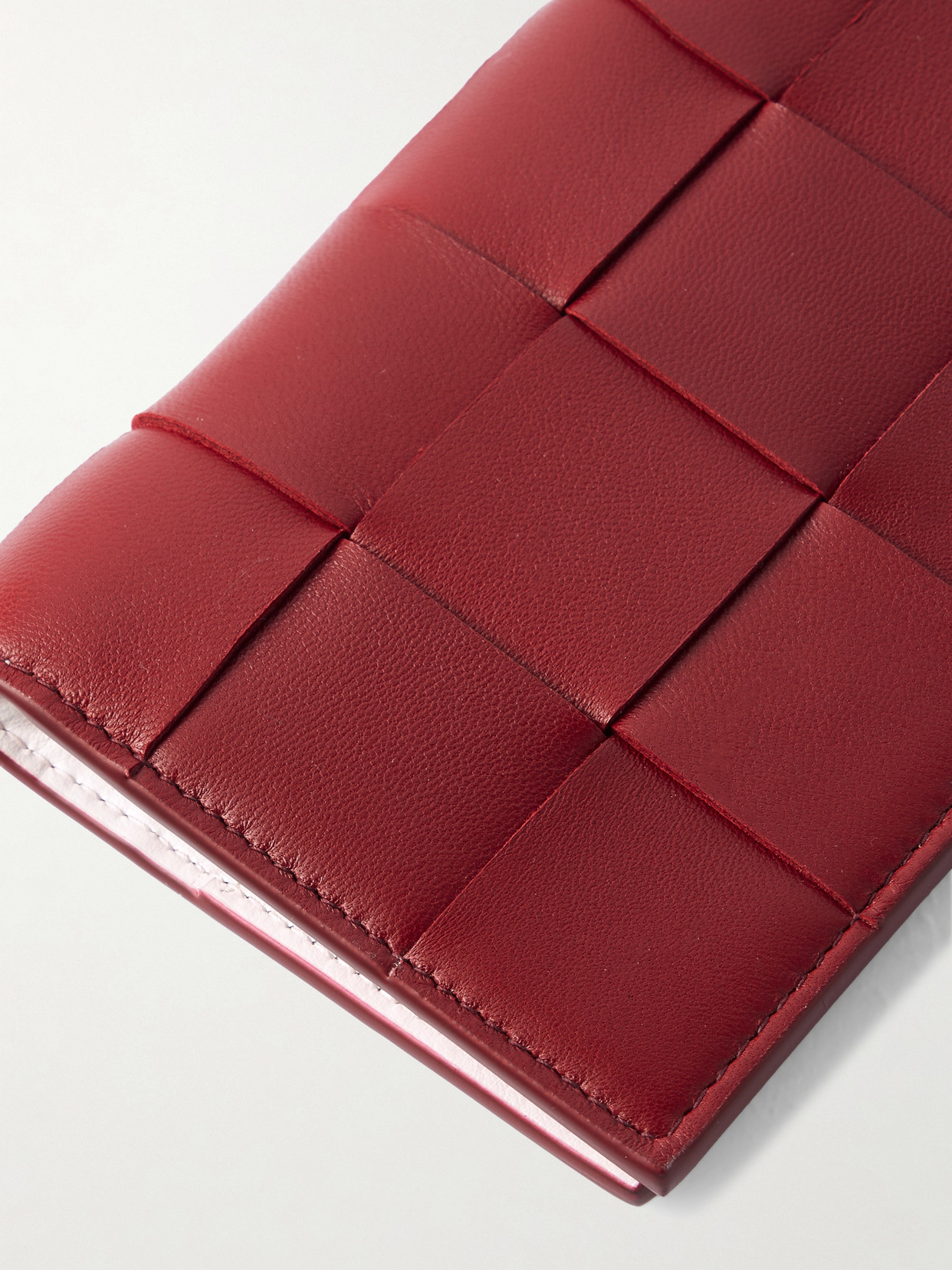 Bottega Veneta Cassette Intrecciato Leather Passport Holder - Red