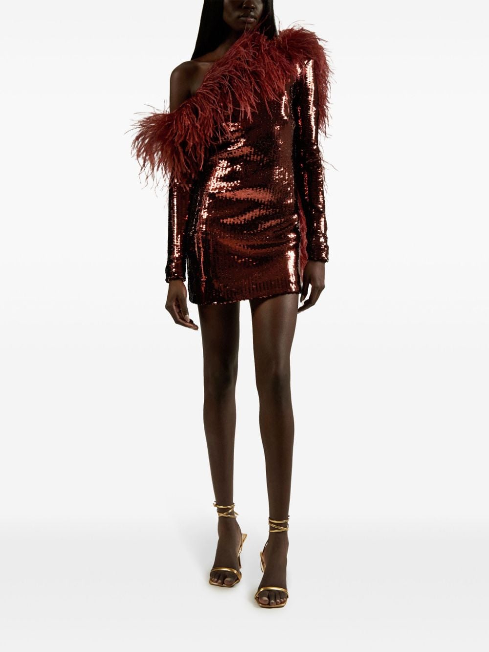 TALLER MARMO Taller Marmo Garbo Disco Feather-Trim Minidress