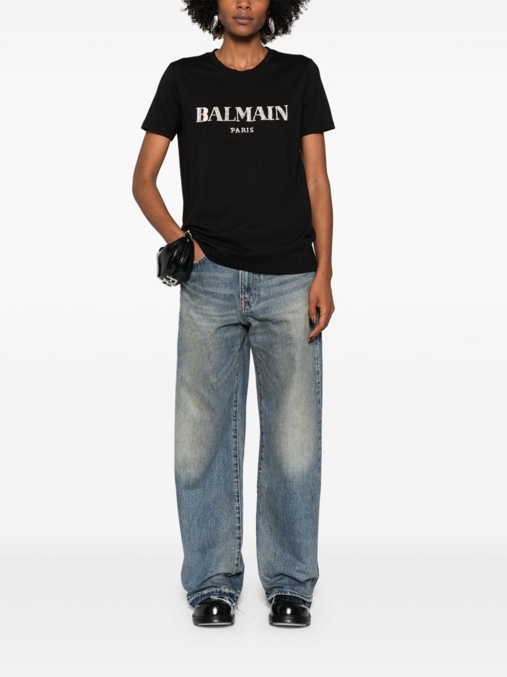 BALMAIN Balmain crystal-logo cotton T-shirt