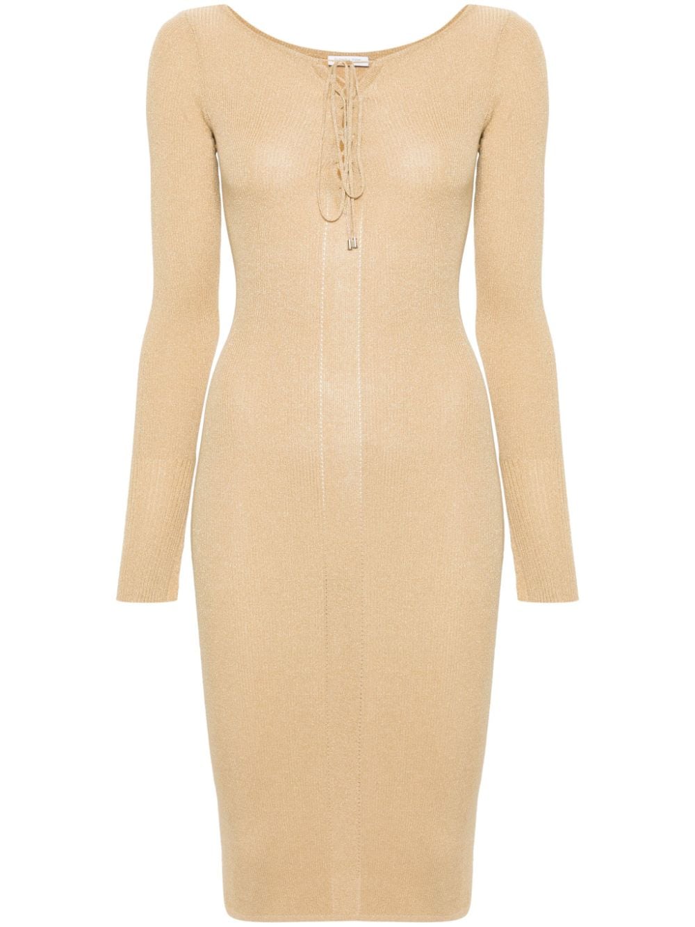 Patrizia Pepe Lurex-Detail Ribbed Midi Dress In Gold - 58% Off |  Editorialist