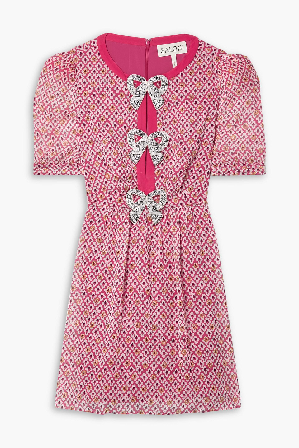 saloni jamie short dress SALONI Jamie Embellished Printed Mini Dress