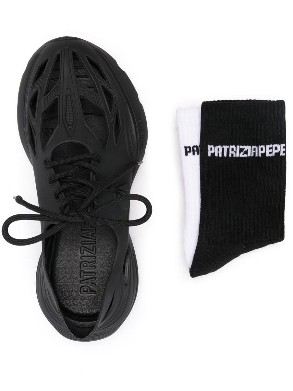 Patrizia Pepe Gummy Pepe Sneakers And Socks Set - Black | Editorialist
