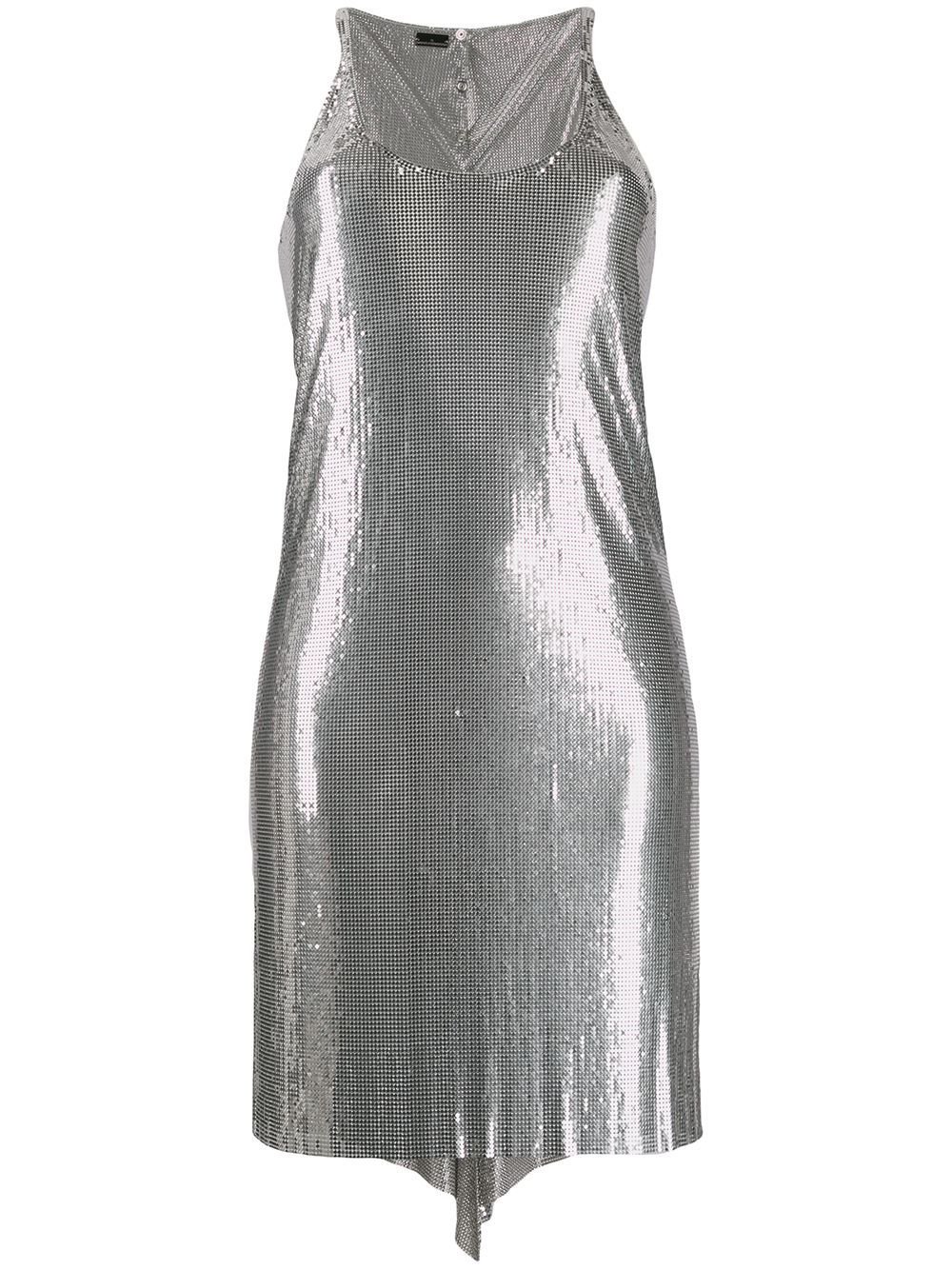 paco rabanne metal mesh dress 1968 Paco Rabanne Collection A monumental collection in fashion history, as it was the first time that 'Chainmail' or Metal Disc Dresses were introduced. Paco Rabanne's background was in architecture, which