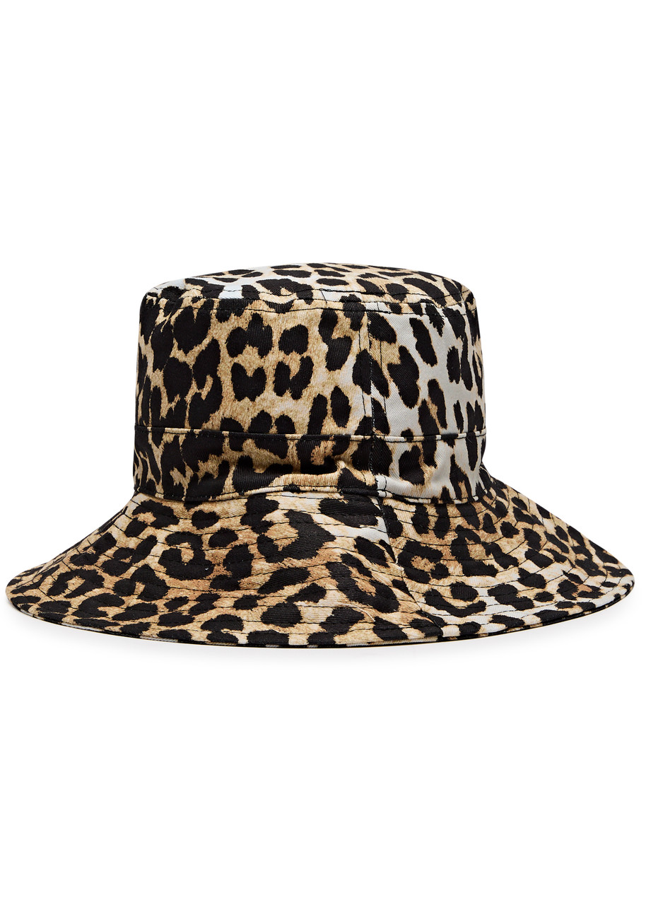 Ganni Womens Leopard Printed Bucket Hat Brown Black Size XS/S RETAIL $330 Ganni - Leopard Print Bucket Hat | HBX main image 4