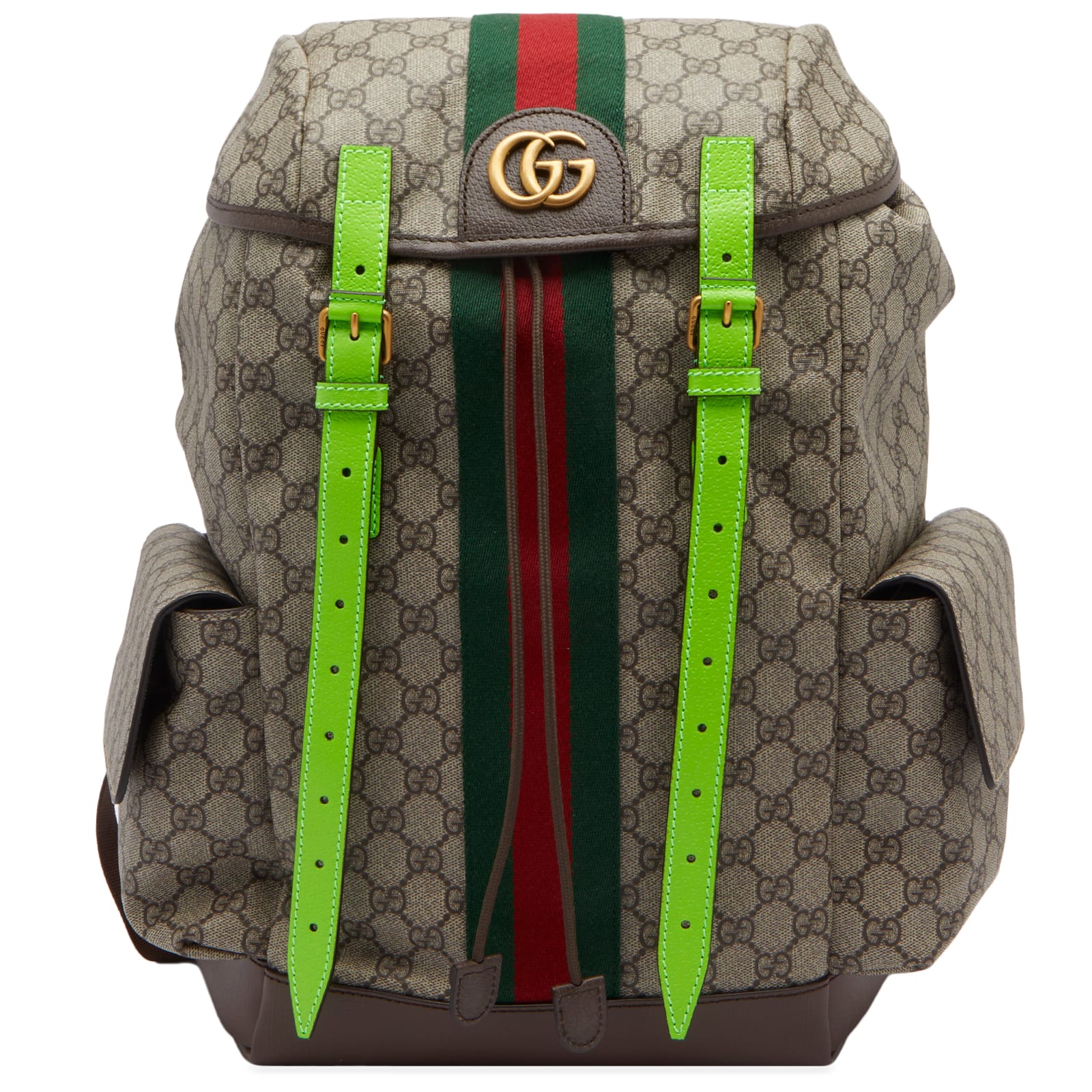 Gucci Ophidia Neon Strap Backpack - Beige/Green | Editorialist display picture 2