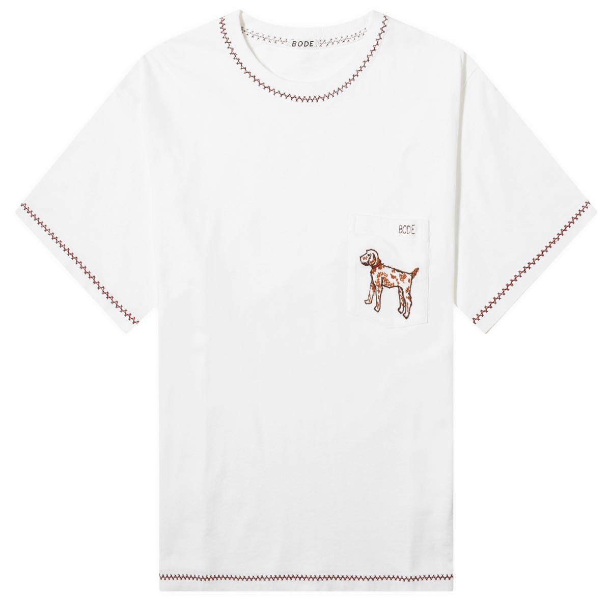 BODE INDIA Tシャツ ホワイト Bode Beaded Griffon Pocket T-Shirt - White | Editorialist