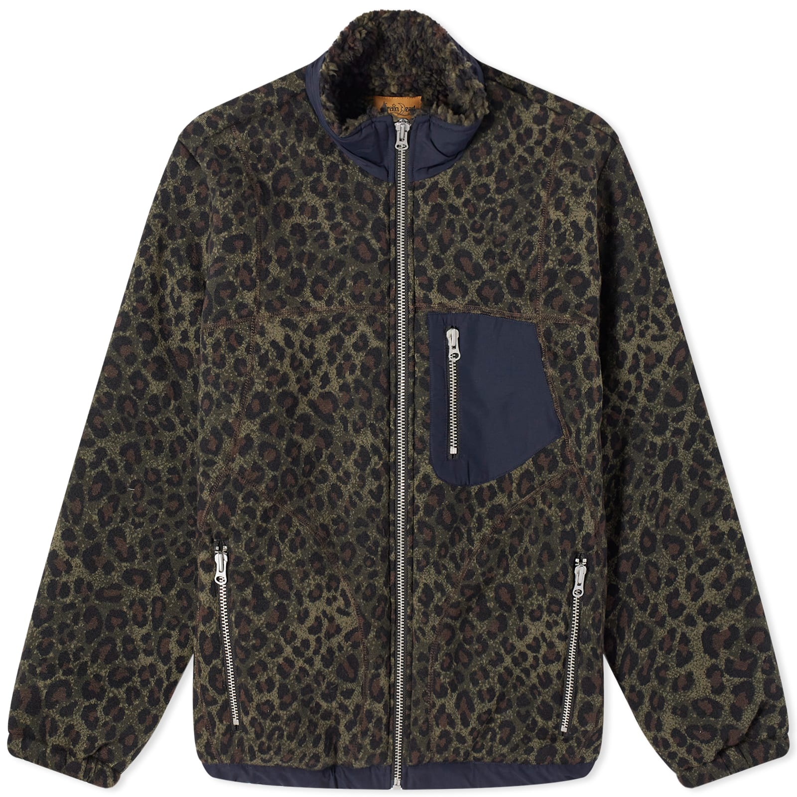 Brain Dead Leopard Reverse Sherpa Jacket In Olive - 55% Off 