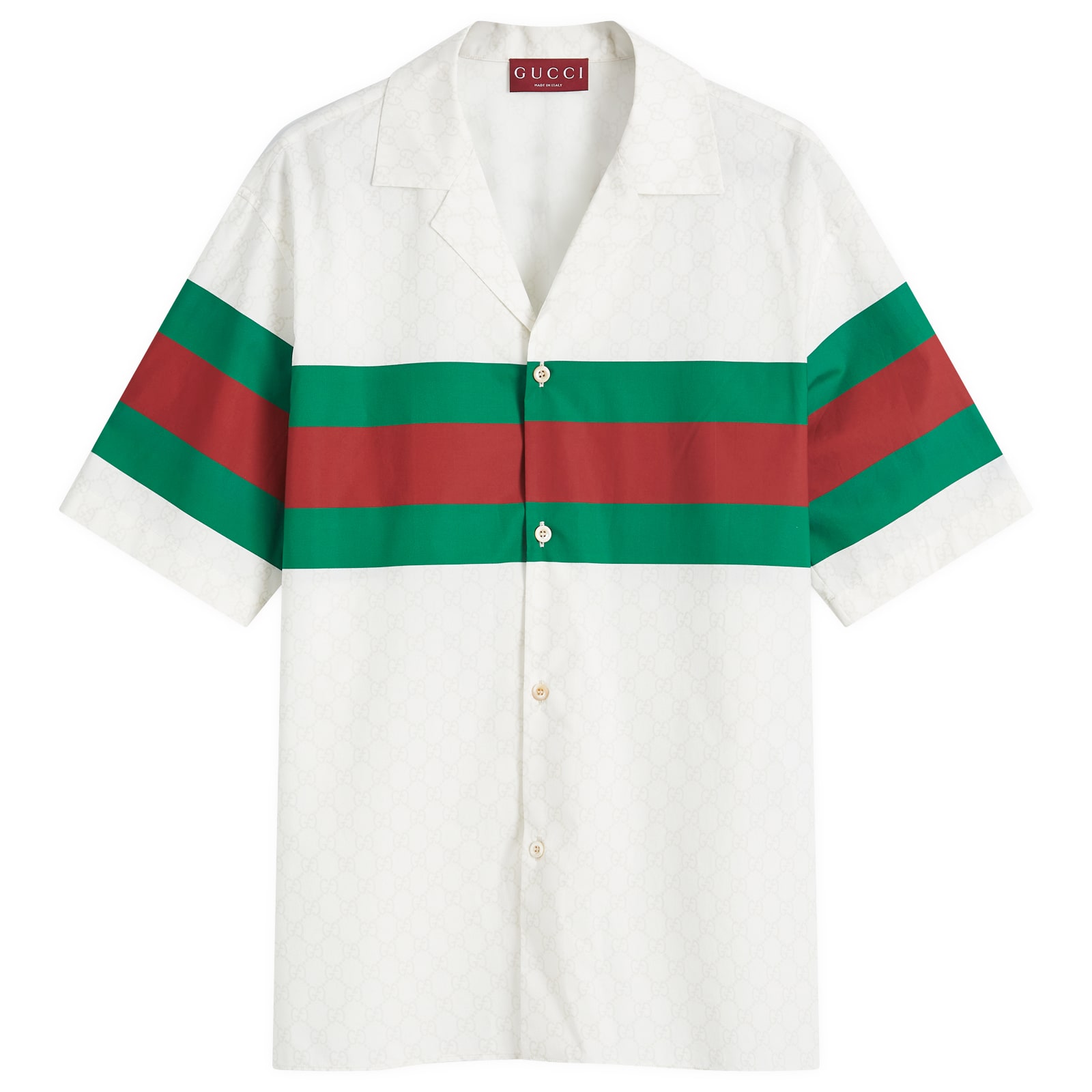 Gucci 1921 Grg Vacation Shirt In White/Green/Red - 30% Off