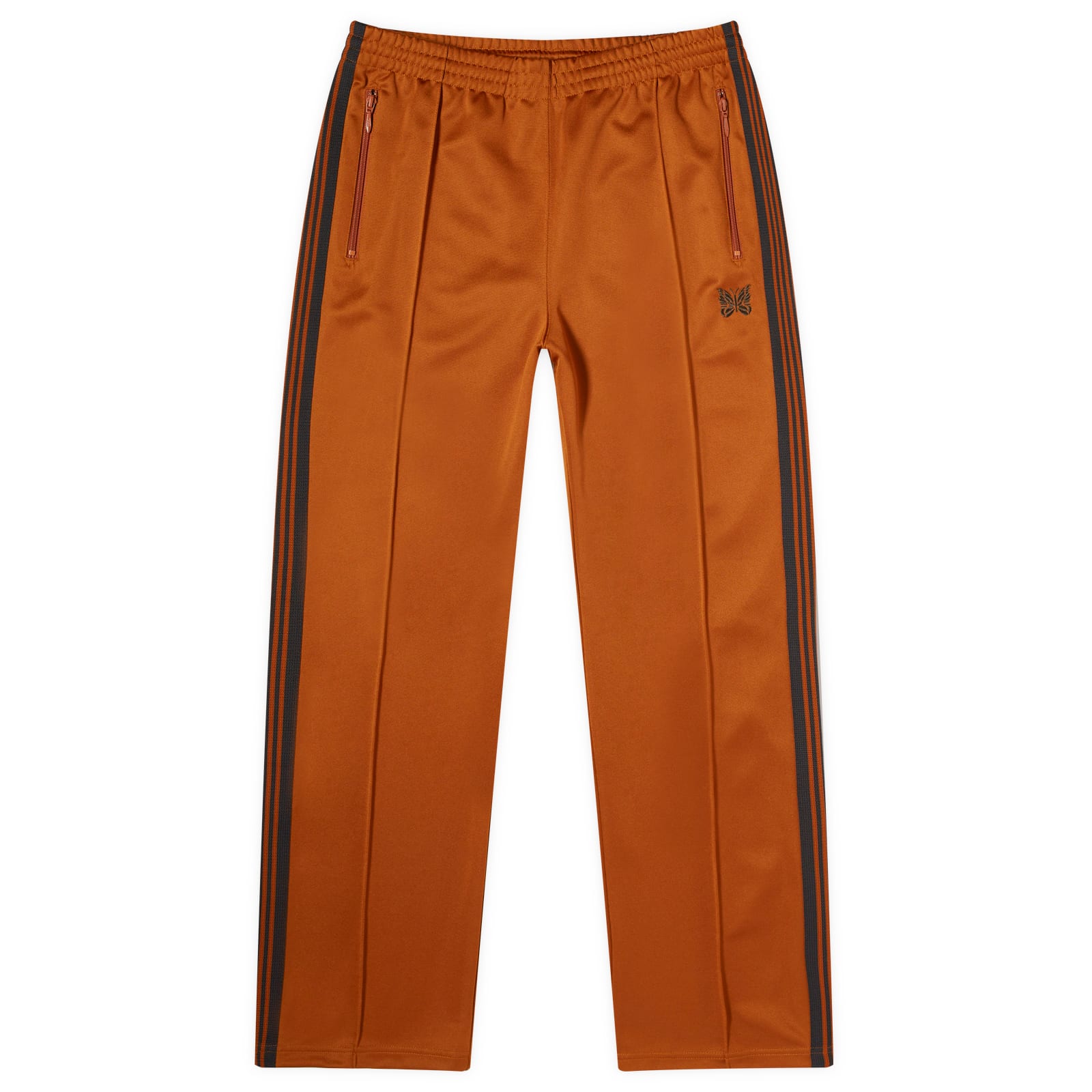 Needles Poly Smooth Narrow Track Pants In Rust - 35% Off