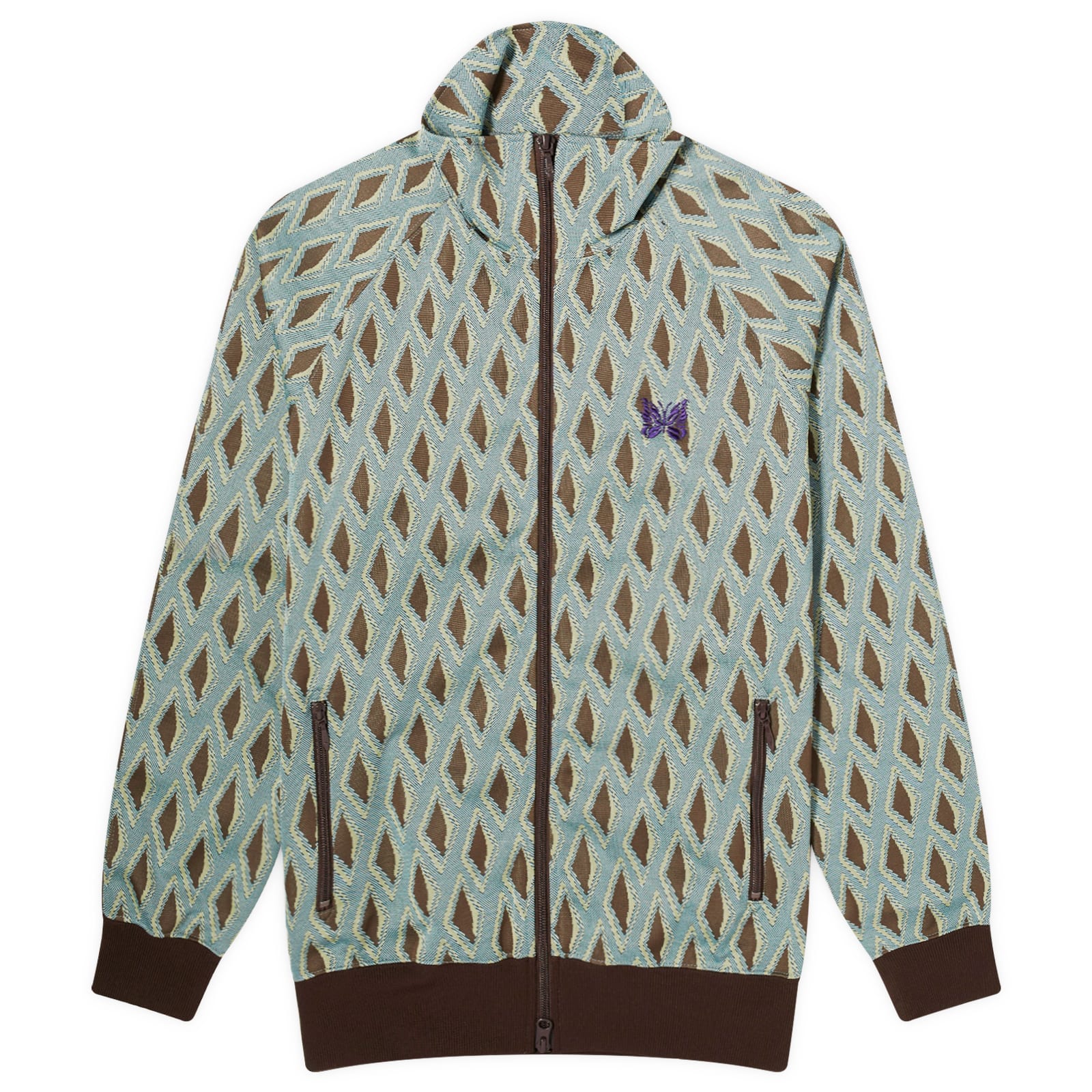 Needles Poly Jacquard Track Jacket In Turquoise - 30% Off