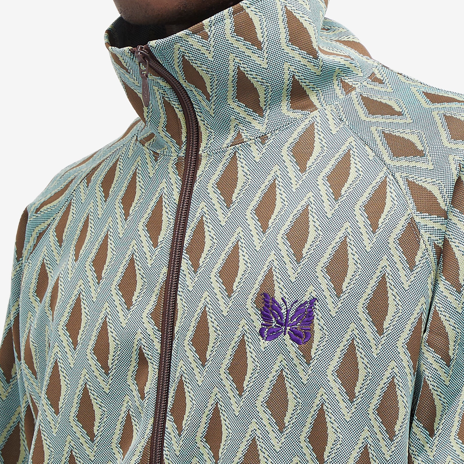 Needles Poly Jacquard Track Jacket In Turquoise - 30% Off