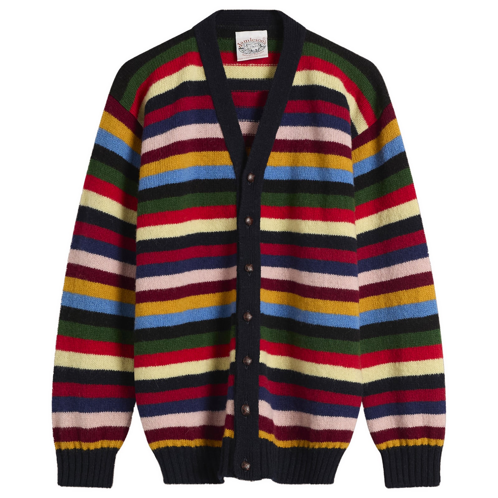 新品未使用 JAMIESON'S Vee Cardigan Buy JAMIESON'S OF SHETLAND Stripe V-neck Cardigan - Multi At 44