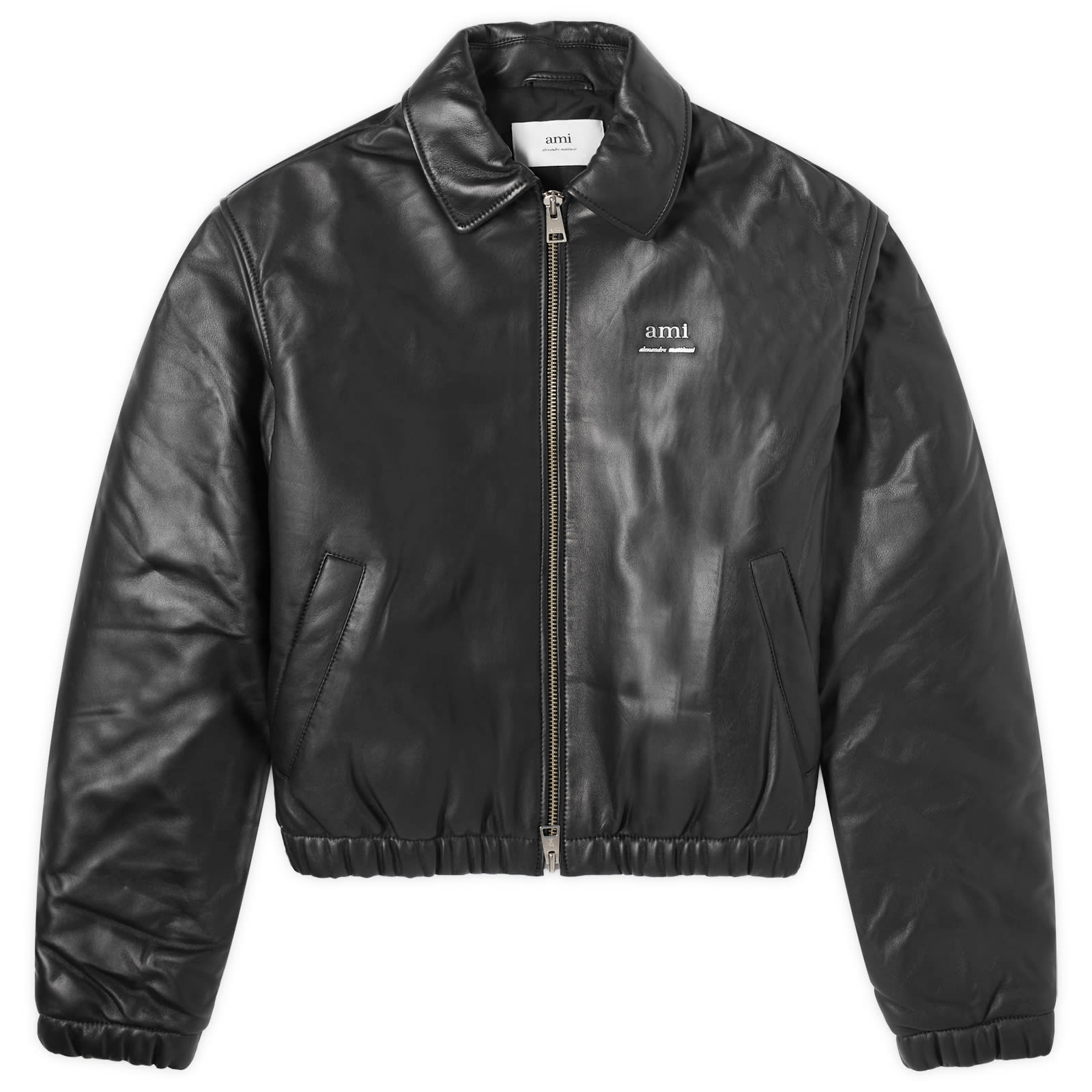 Ami Padded Leather Jacket In Black - 30% Off | Editorialist