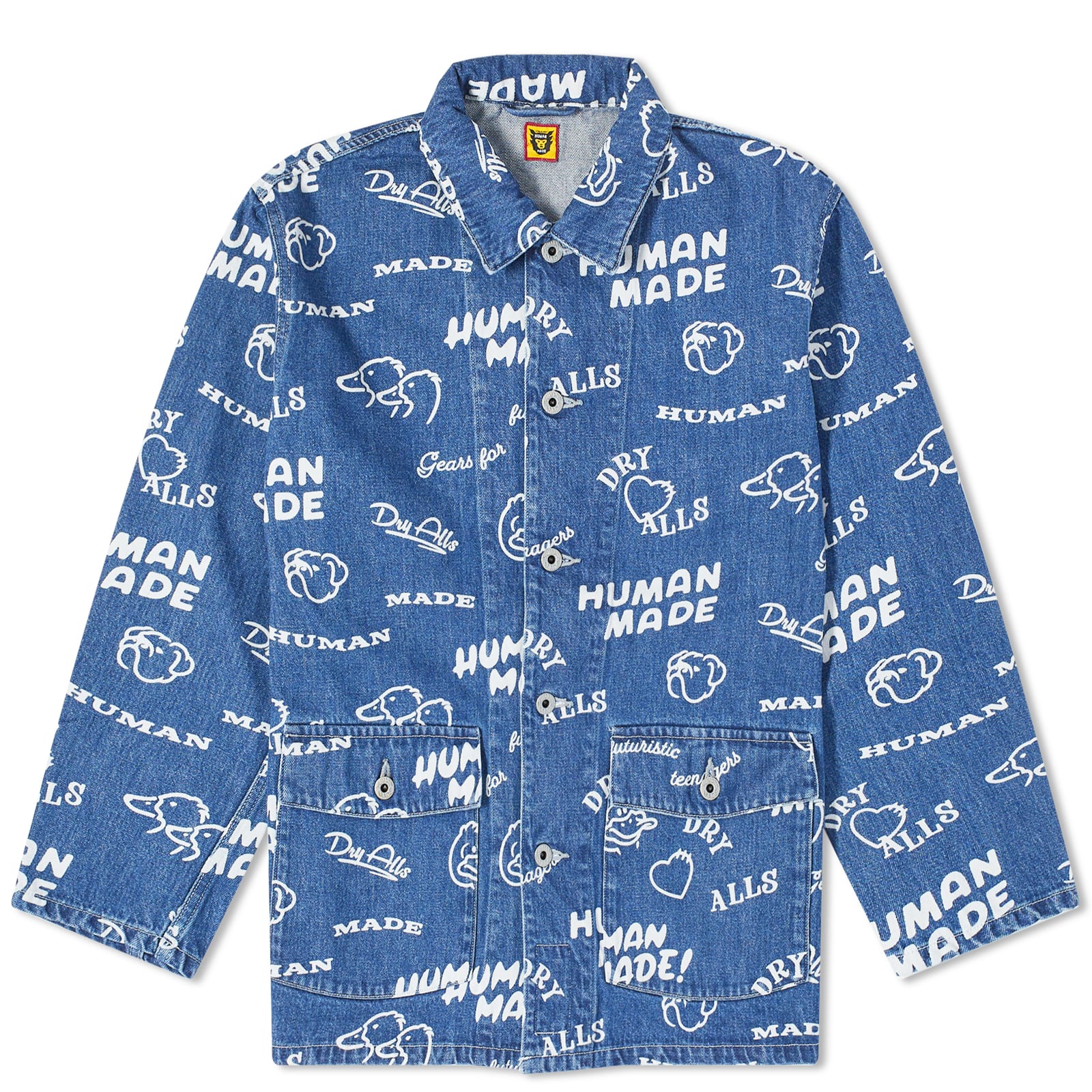 Human Made Printed Denim Coverall Jacket In Indigo - 50% Off 