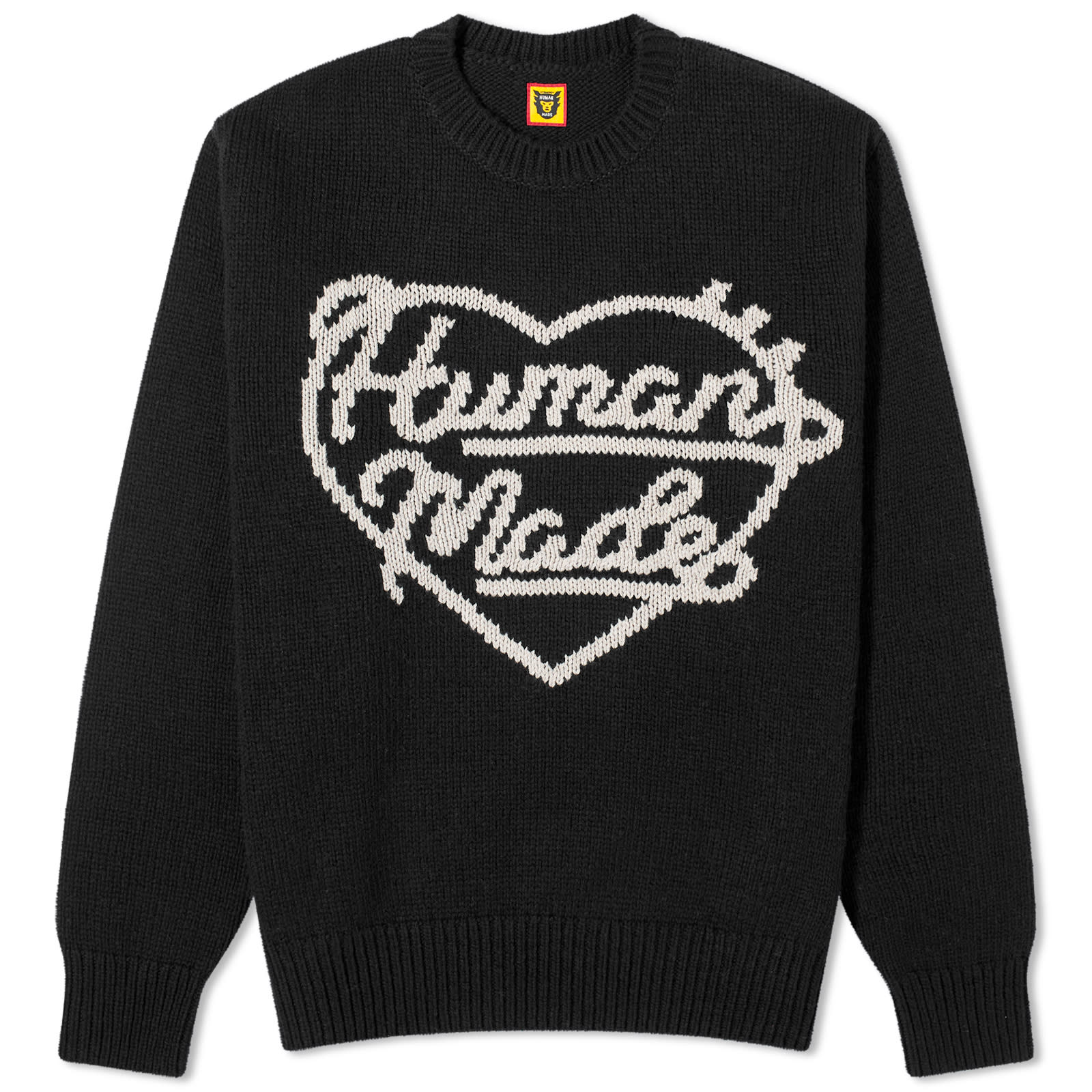 Human Made Knitted Heart Crew Neck Jumper In Black - 40% Off