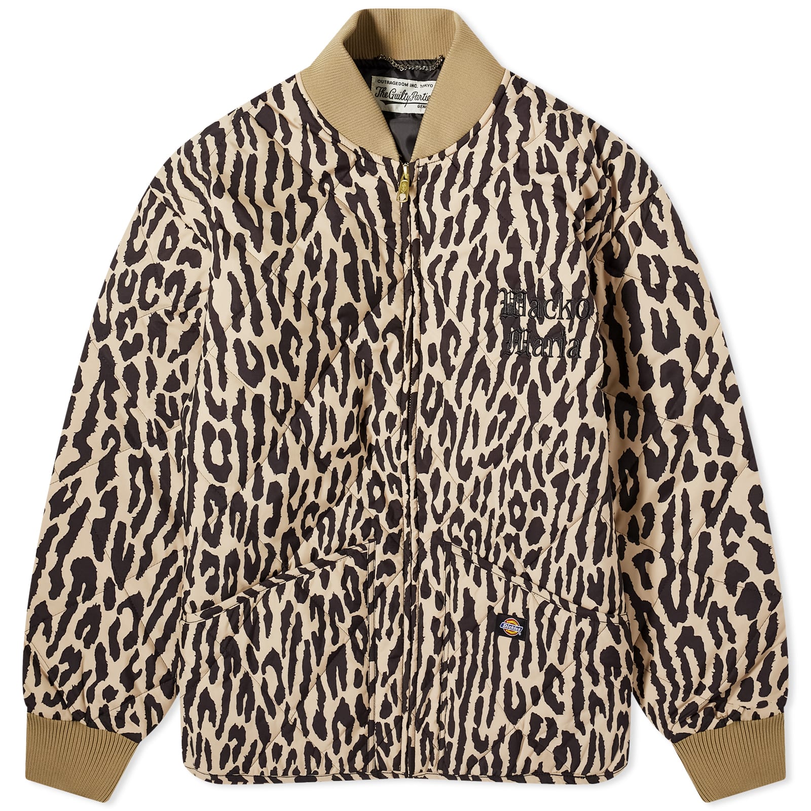 Wacko Maria Dickies Leopard Quilted Jacket In Beige - 70% Off