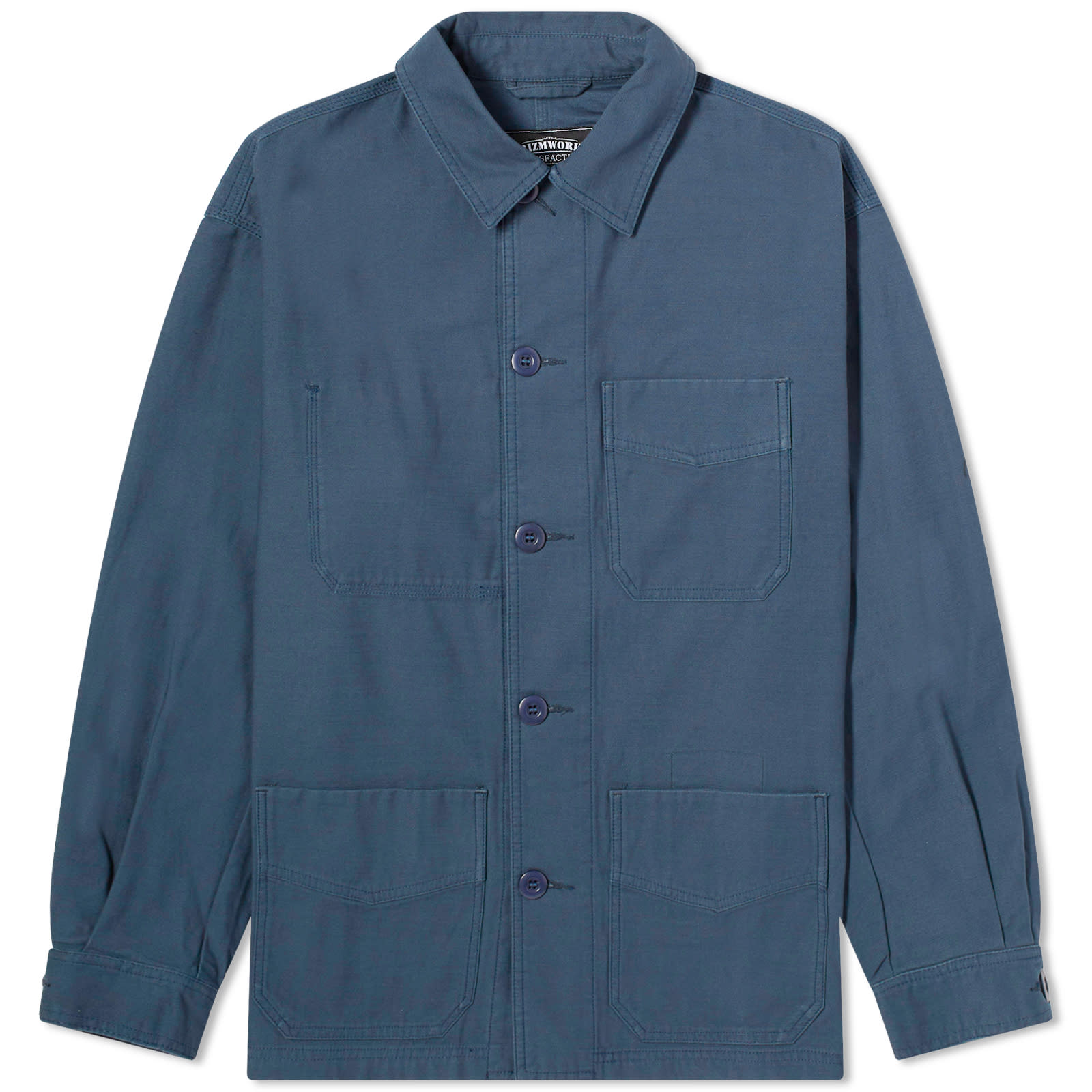 Frizmworks Back Satin French Work Jacket In Blue - 25% Off