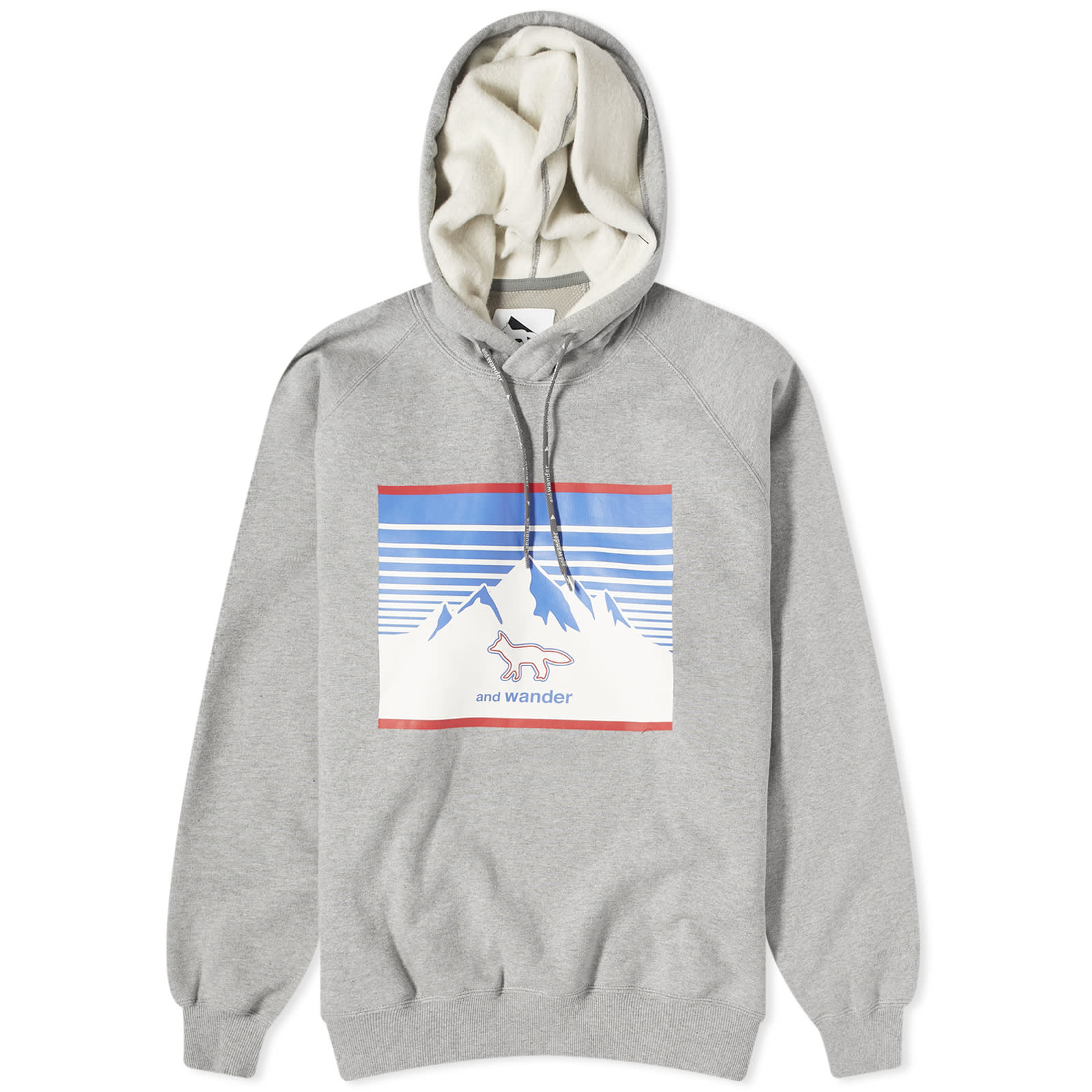 And Wander X Maison Kitsuné Hoody In Grey - 65% Off | Editorialist