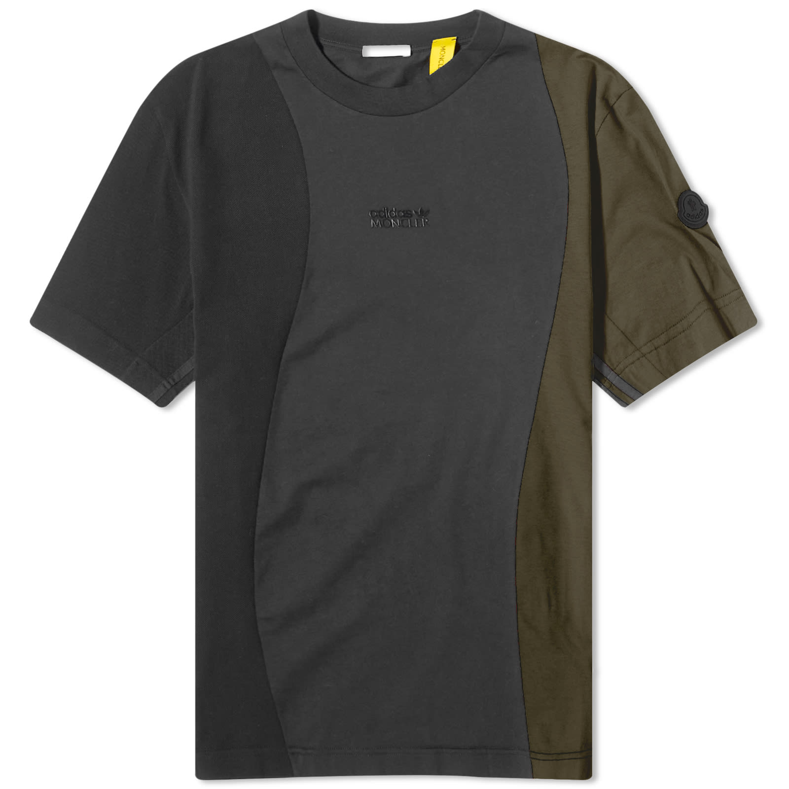 adidas MONCLER パネルデザイン Tシャツ Moncler X Adidas Originals Panel T-Shirt - Black/Olive | Editorialist