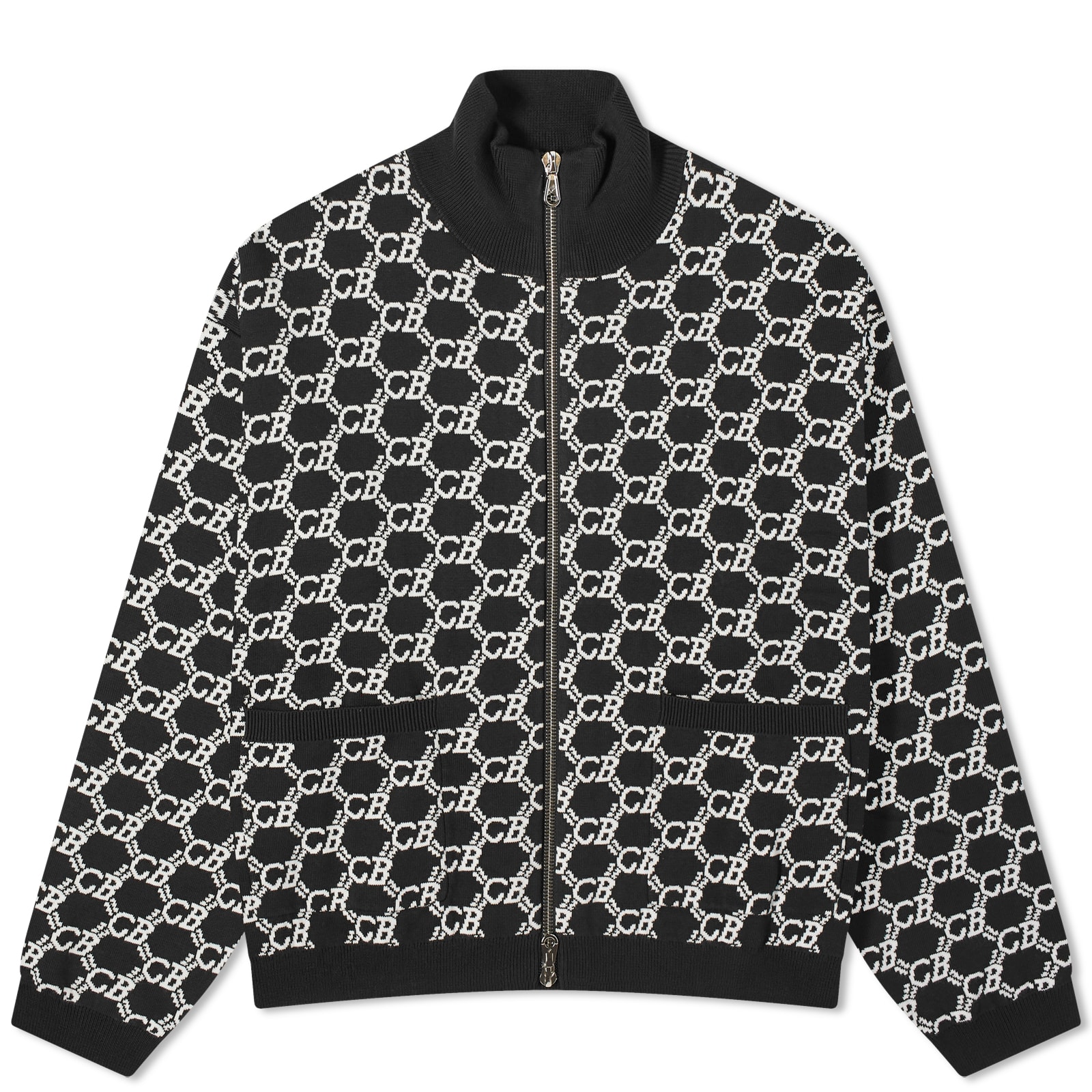 Cole Buxton Monogram Track Jacket In Black/White - 35% Off