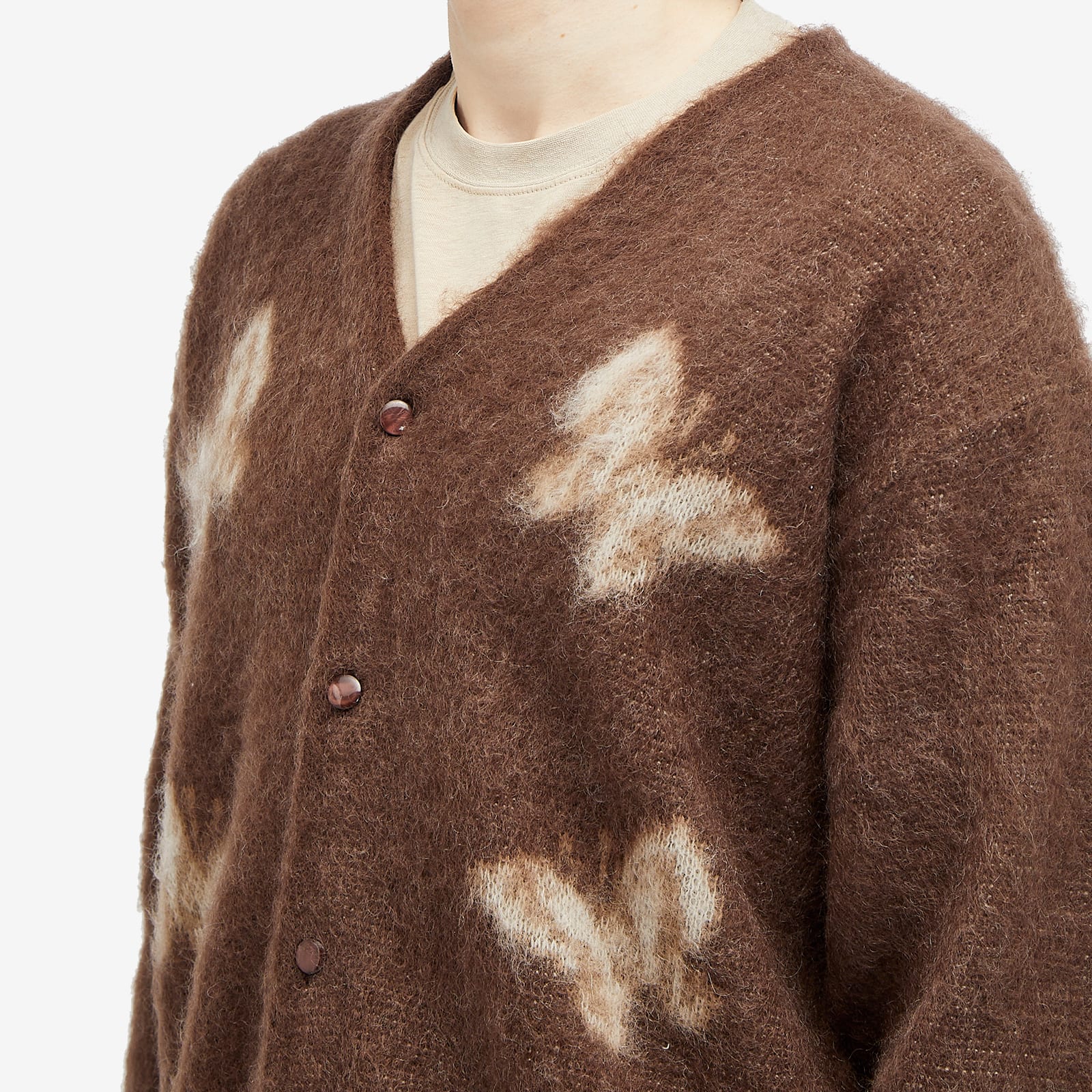 Needles X 'Rattan' Mohair Cardigan In Brown/Natural - 40% Off