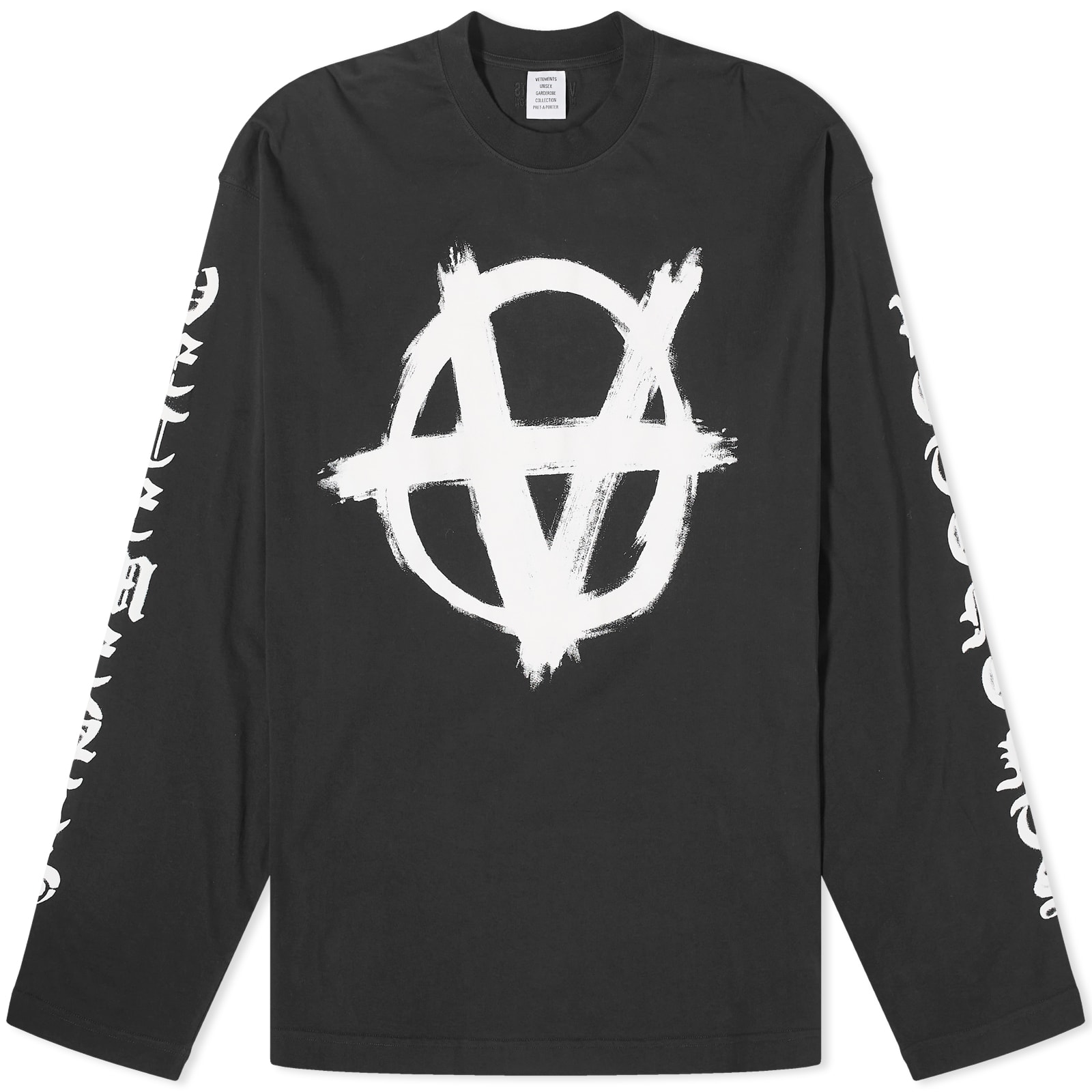 Vetements Double Anarchy Long Sleeve T-Shirt In Black - 45% Off 