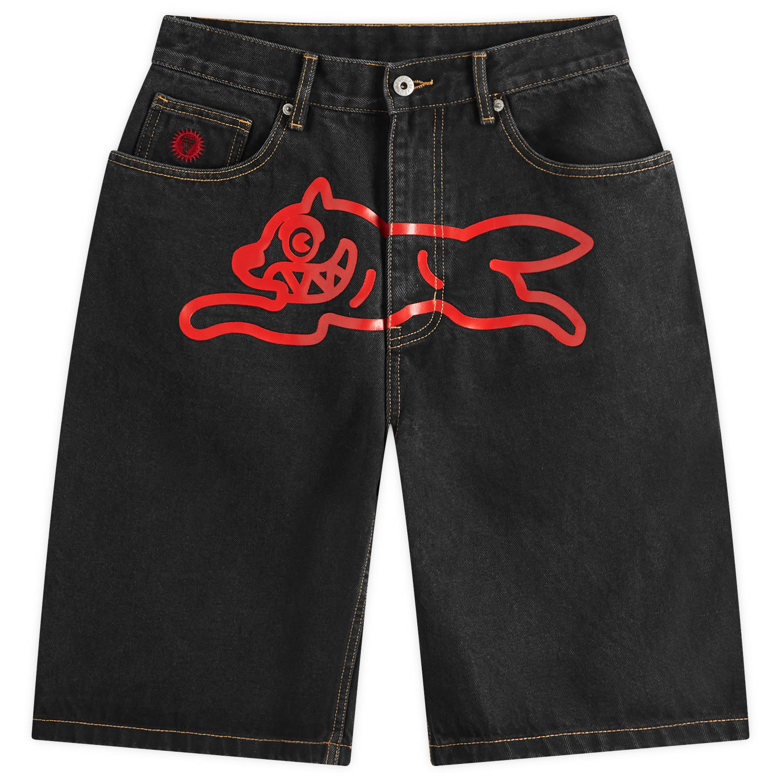 Icecream Running Dog Denim Shorts - Black - 8% Off | Editorialist