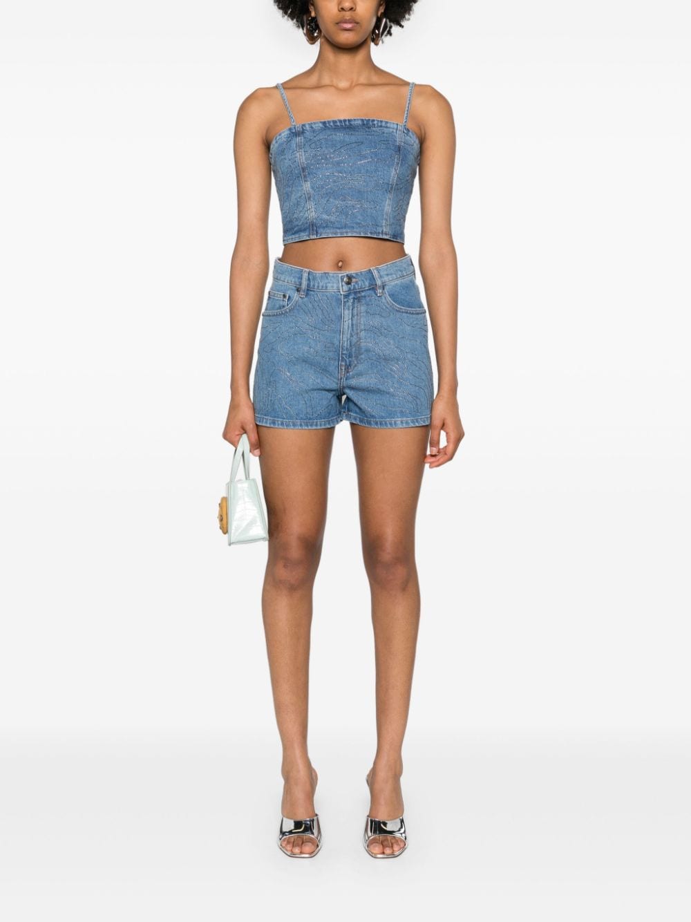ROTATE BY BIRGER CHRISTENSEN ROTATE BIRGER CHRISTENSEN Rhinestoned Denim Shorts