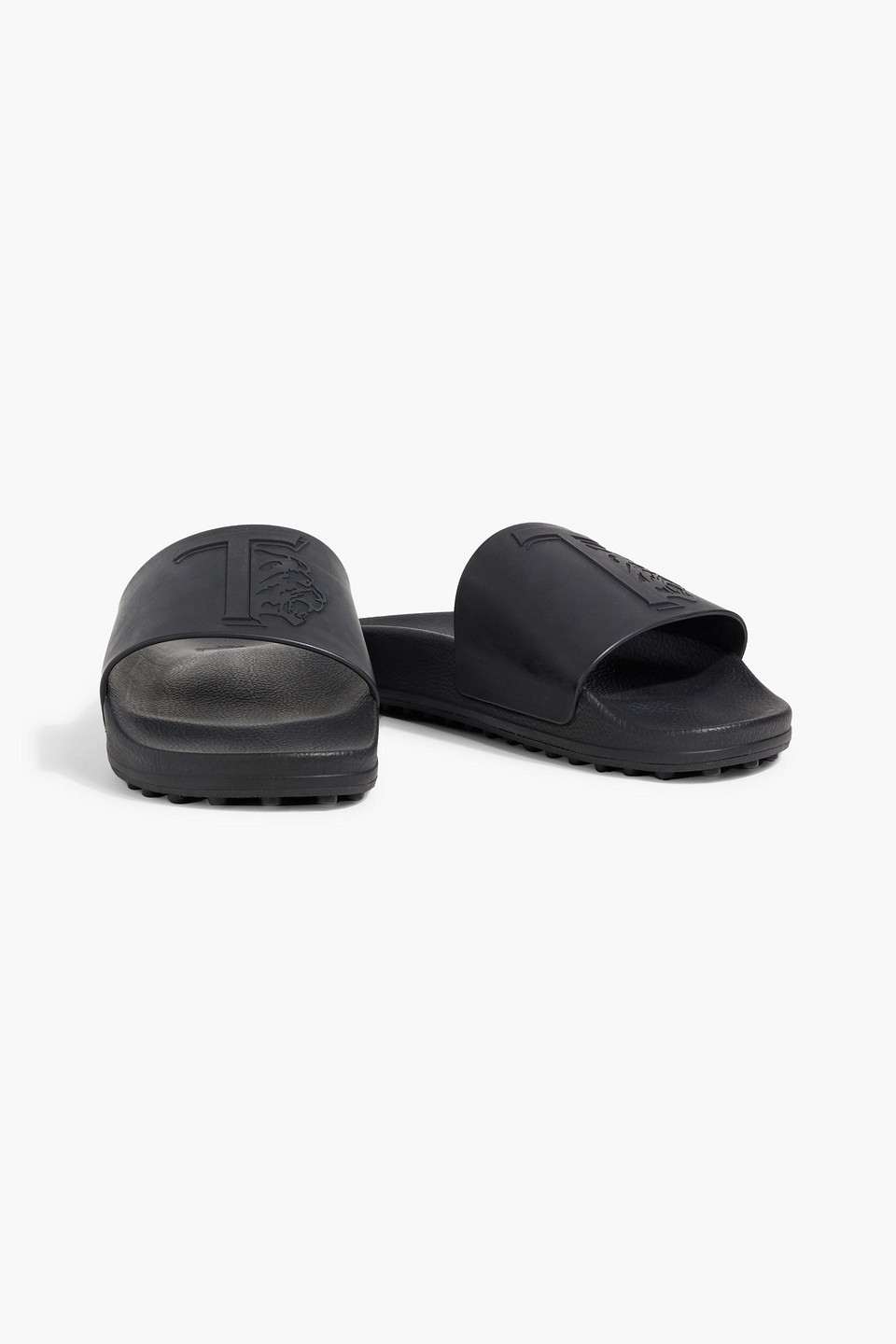Tod’s Logo Embossed Rubber Fascia T Leone Black Rubber Men’s Sliders Size 8 Tod main image 2