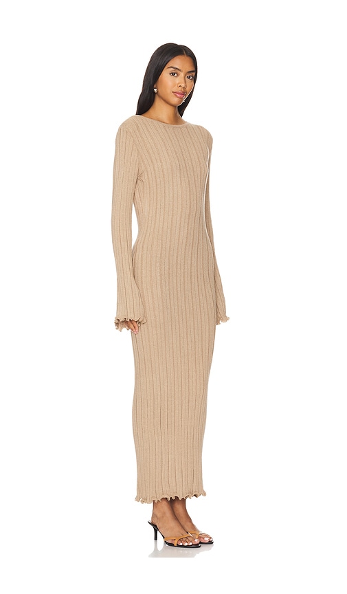 baha long sleeve dress SNDYS Baha Long Sleeve Maxi Dress in Tan