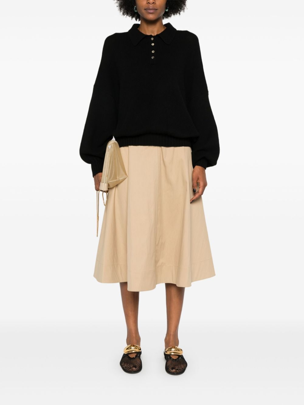 KHAITE KHAITE Renta Twill Midi Skirt