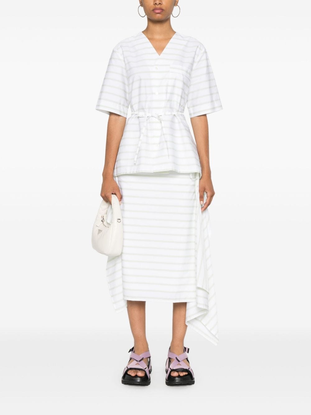PLAN C Plan C Striped Poplin Shirt