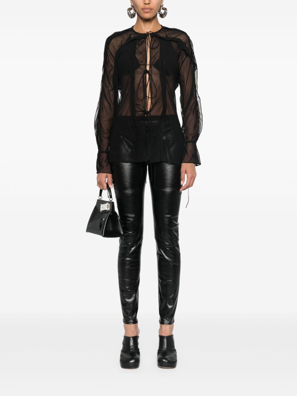 RICK OWENS coated-finish leggings