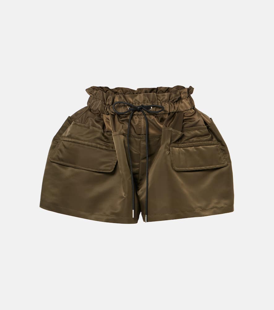 Sacai Technical Twill Shorts In Green - 20% Off | Editorialist