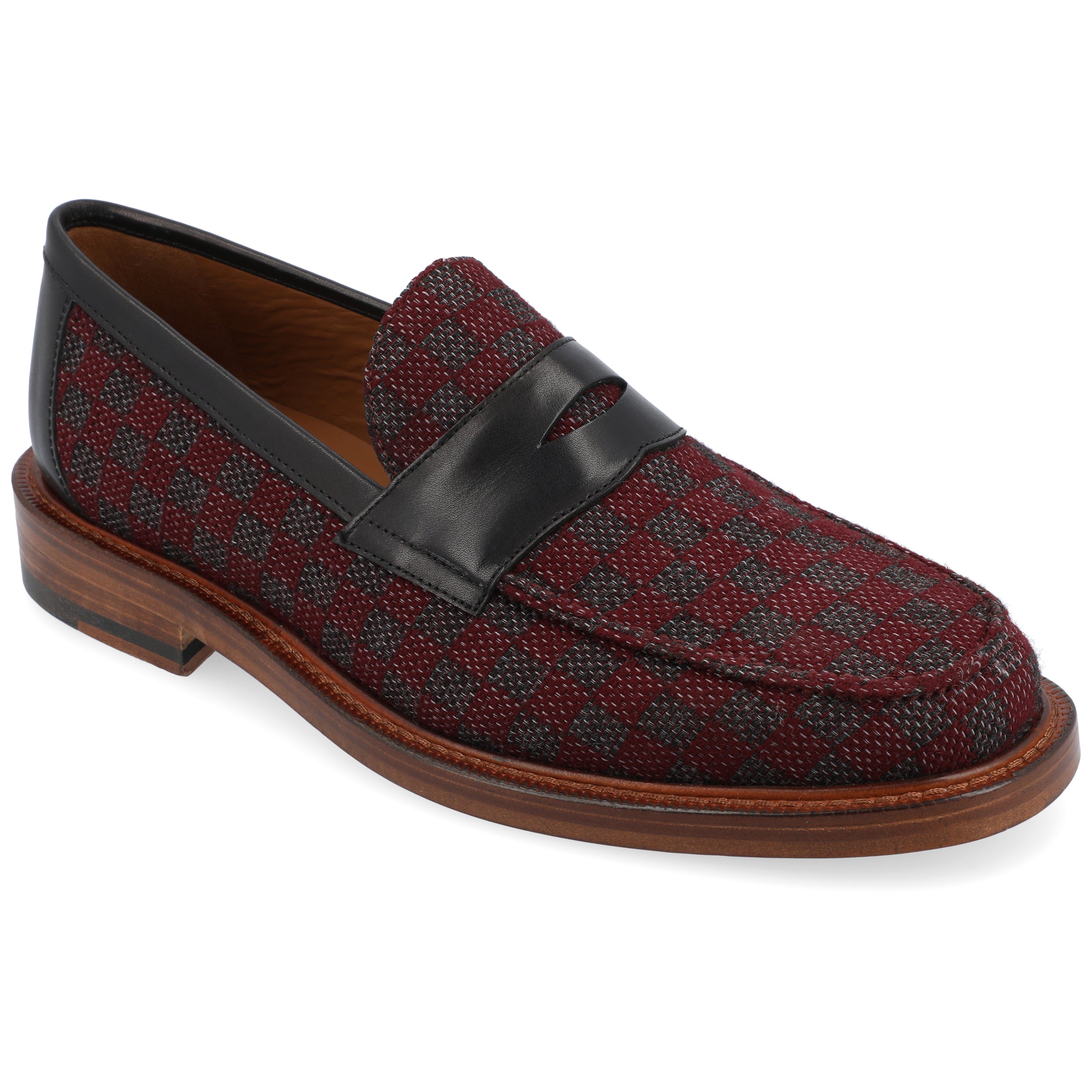 Taft Fitz Loafer In Maroon Check In Multi - 38% Off 