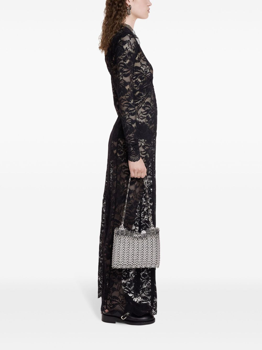 rabanne lace paneled satin maxi dress Rabanne, Lace-trimmed silk-satin maxi dress Wedding Dress Save 14%