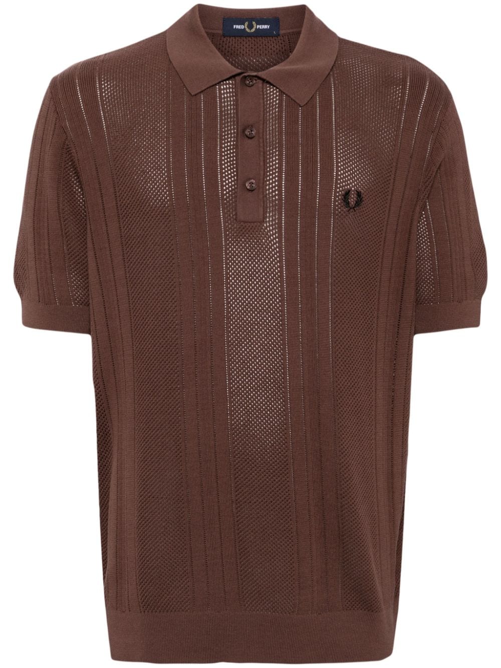 【再値引き】Fred PERRY Ribbed Polo Shirt Fred Perry Crochet Knit Polo Shirt - Brown | Editorialist