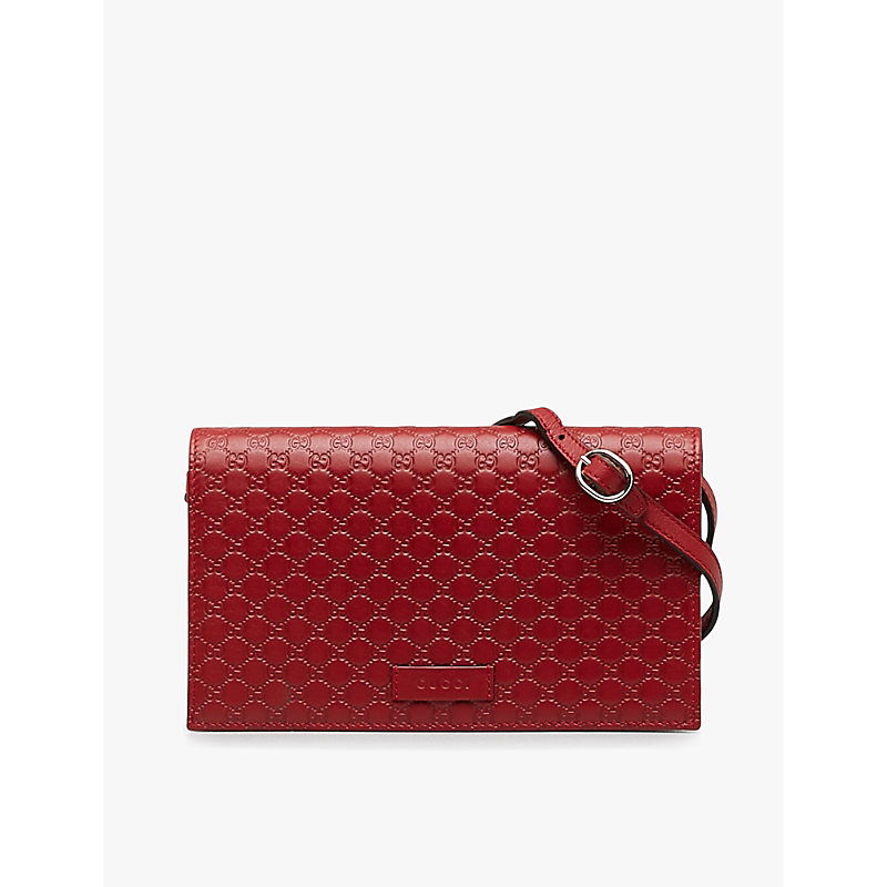 Reselfridges Gucci Micro Guccissima Leather Shoulder Bag - Red