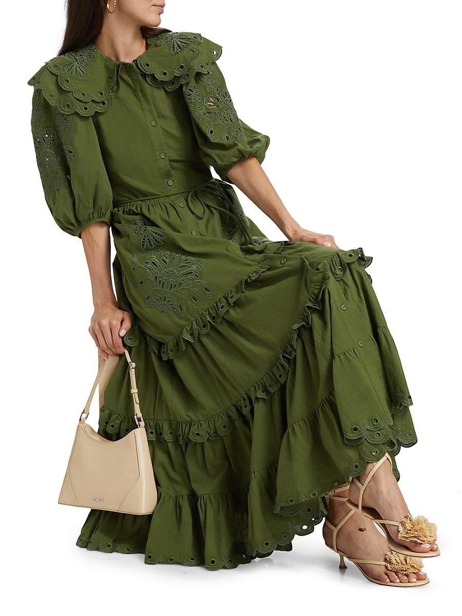 Farm Rio Hummingbird Richelieu Maxi Dress In Green - 25% Off | Editorialist